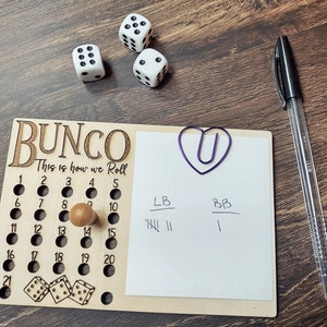 Bunco Score Board, Resuable Wood Bunco Score Card, Bunco Game Kit ...