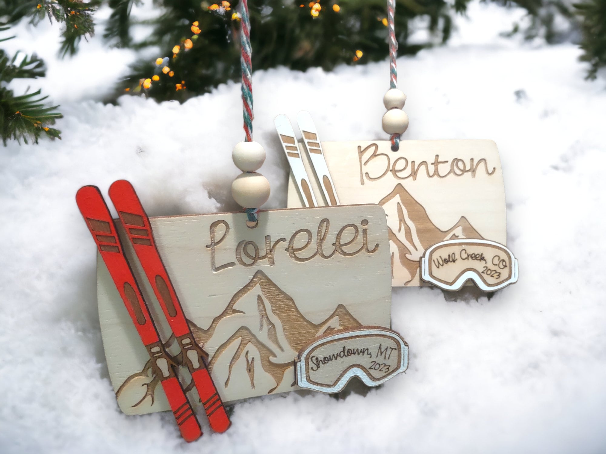 Personalized Ski Ornament, Snowboard, Snowshoe, Custom Colors and Text ...