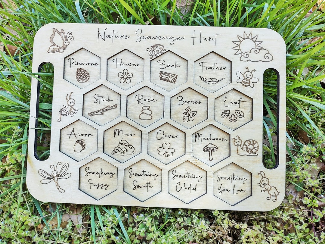 Kids Nature Scavenger Hunt Board Homeschool Montessori Wooden - Etsy