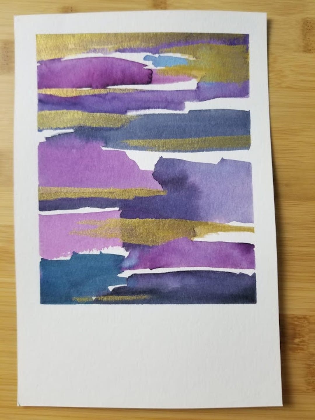 Purple and Gold Abstract Watercolor Original - Etsy
