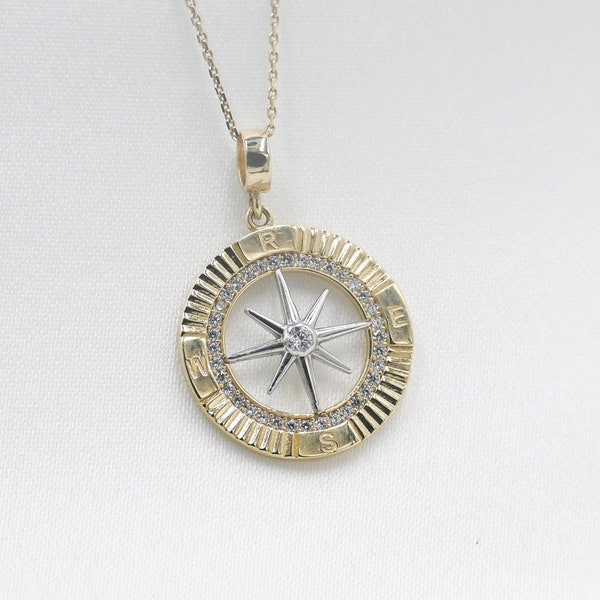 Gold Compass Pendant - Etsy