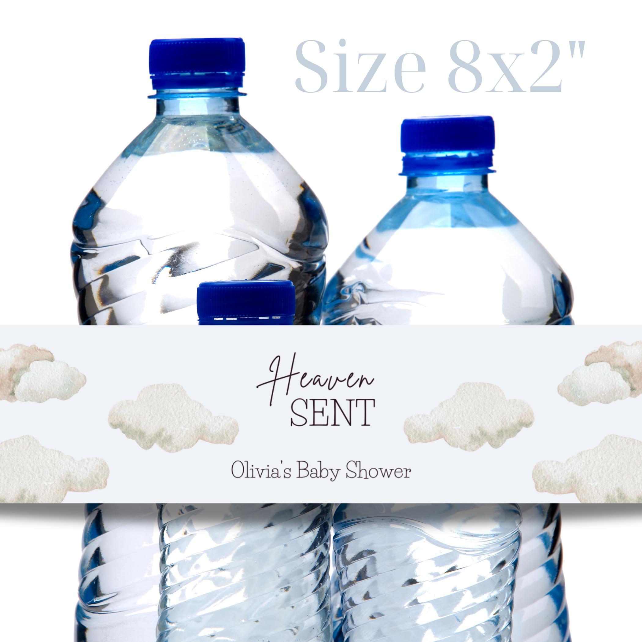 Heaven Sent Baby Shower Water Bottle Label Digital Template, Cloud Nine ...