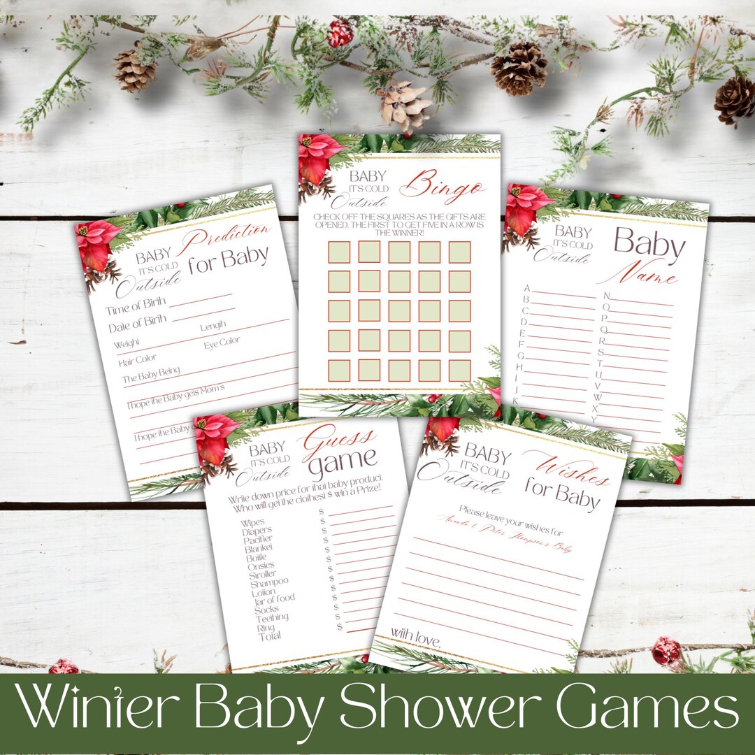 Winter Baby Shower Game Bundle for Baby It’s Cold Outside Floral ...