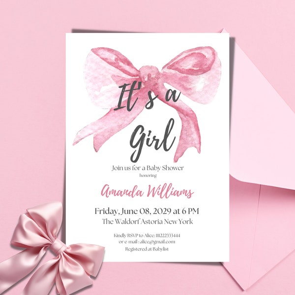 Pink Bow Baby Shower - Etsy