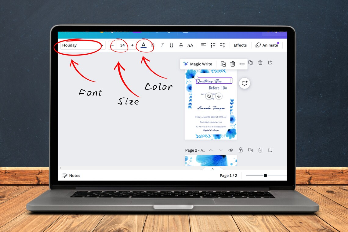 We Are Enchanted to Meet You Baby Shower Invite Editable Canva Template ...