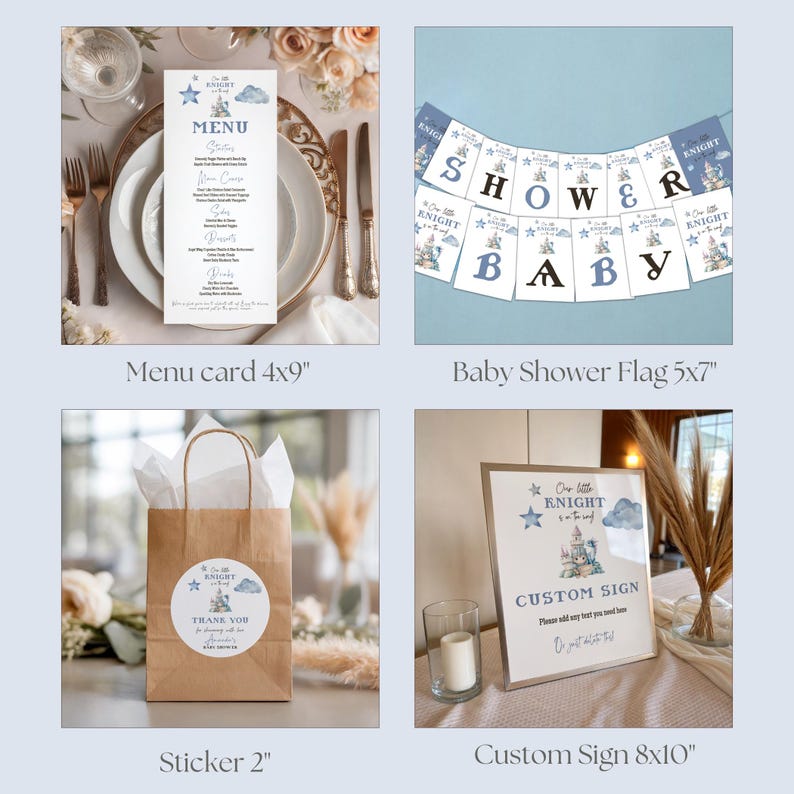 Fairy Tale Boy Baby Shower Invitation Bundle Knight Blue Mythical ...