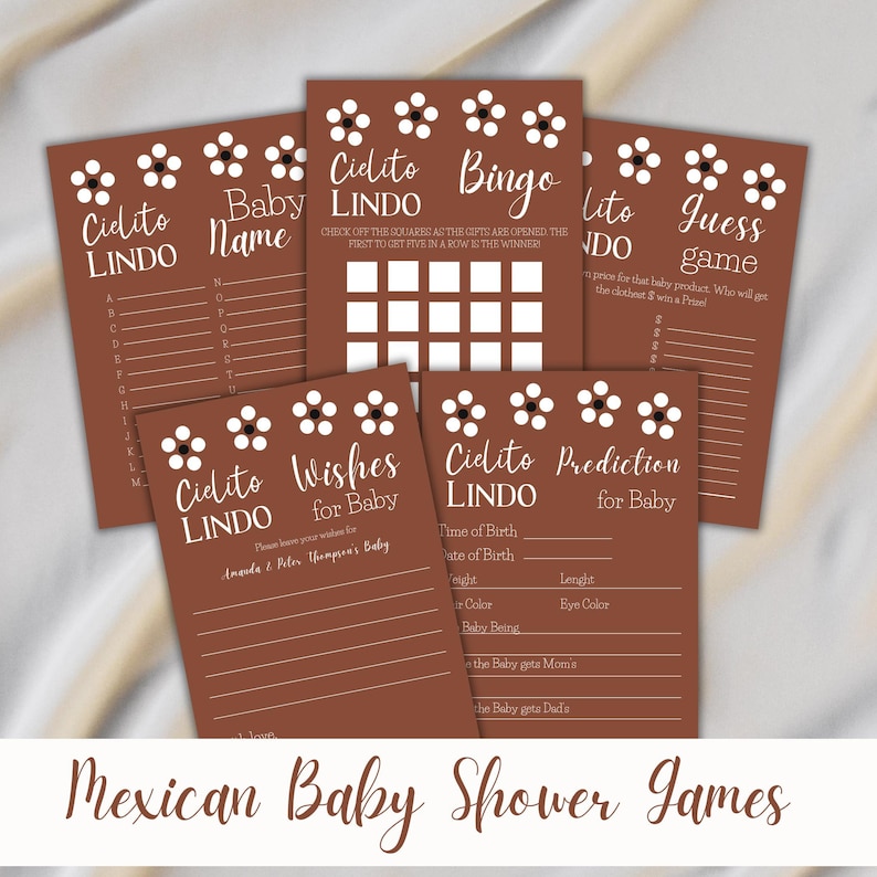 Cielito Lindo Baby Shower Game Templates for Talavera Barro Themed ...