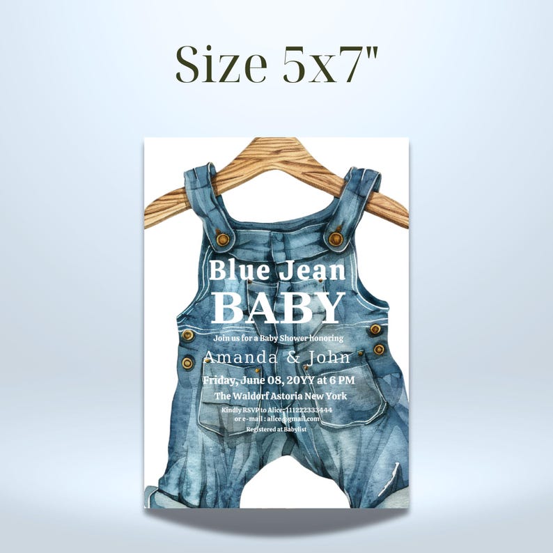 Blue Jean Baby Shower Invitation Boy Western Themed Party Template ...