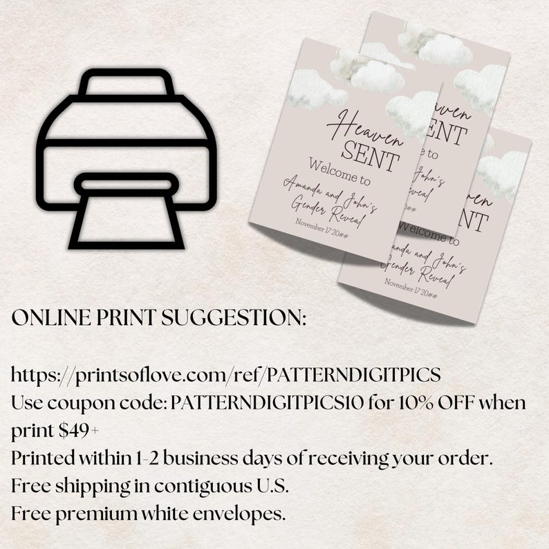 Heaven Sent Gender Reveal Welcome Sign: Beige Cloud Neutral Theme ...