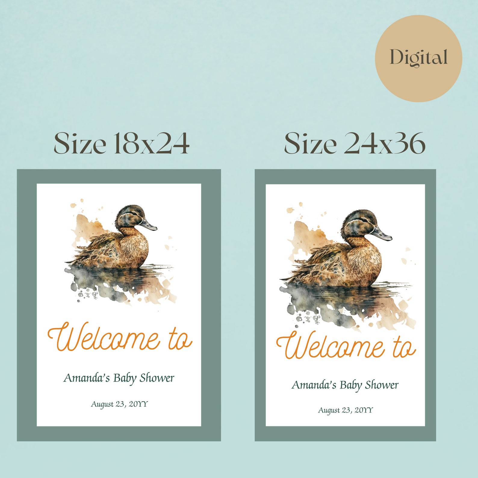 Editable Mallard Duck Baby Shower Welcome Sign Template, Duck Hunting ...