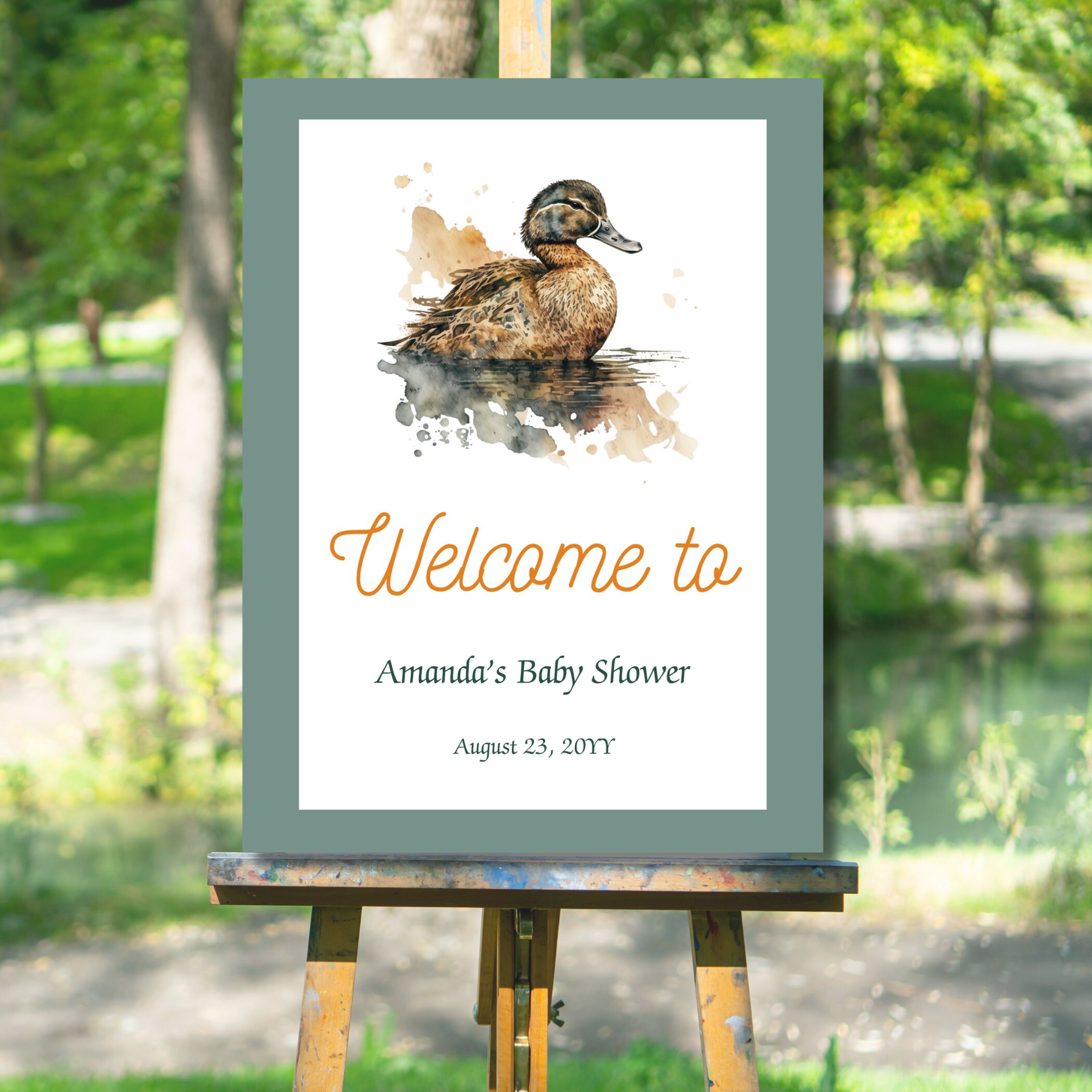 Editable Mallard Duck Baby Shower Welcome Sign Template, Duck Hunting ...