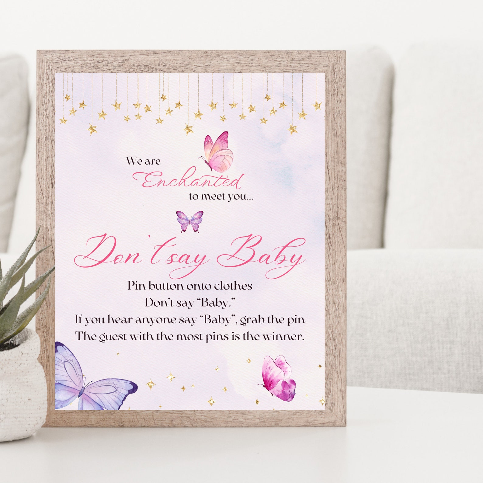 Enchanted to Meet Baby Shower Bundle, Editable Signs Canva Template ...