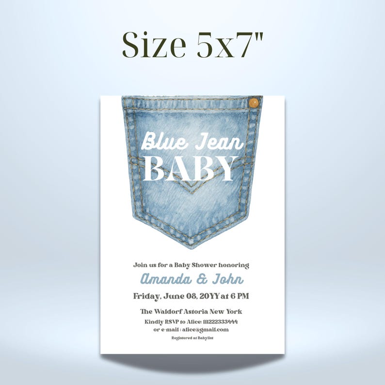 Blue Jean Baby Shower Invitation Boy Western Theme Party Template ...