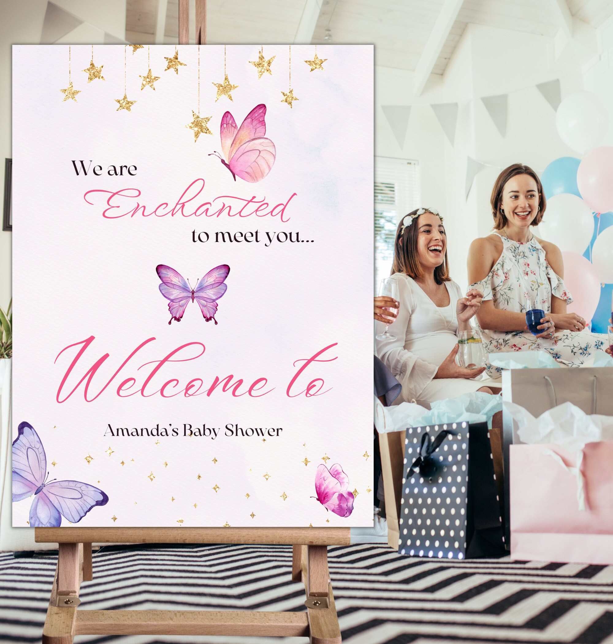 Enchanted to Meet You Baby Shower Decor Editable Welcome Sign Canva ...