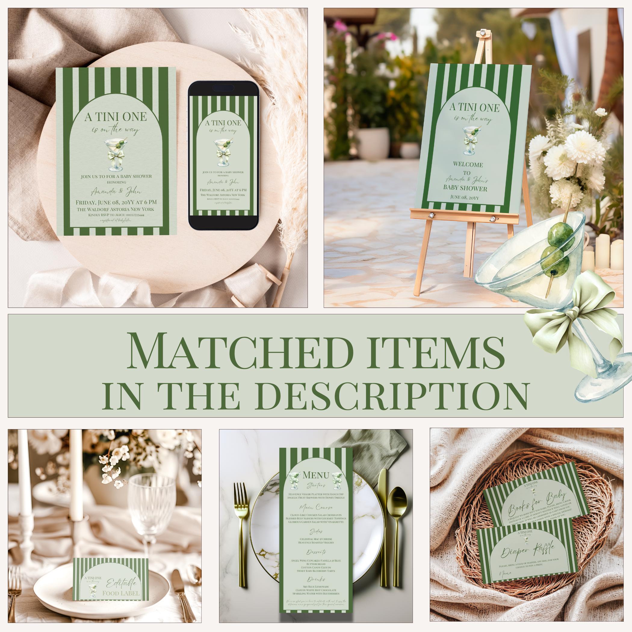 Tini ONE Baby Shower Games, Tiny is on the Way Olive Green Martini Baby ...