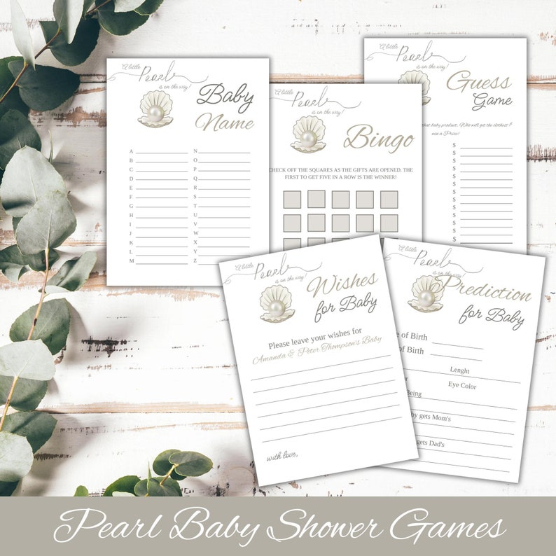 Little Pearl Baby Shower Games Bundle , Under the Sea Baby Wishes ...