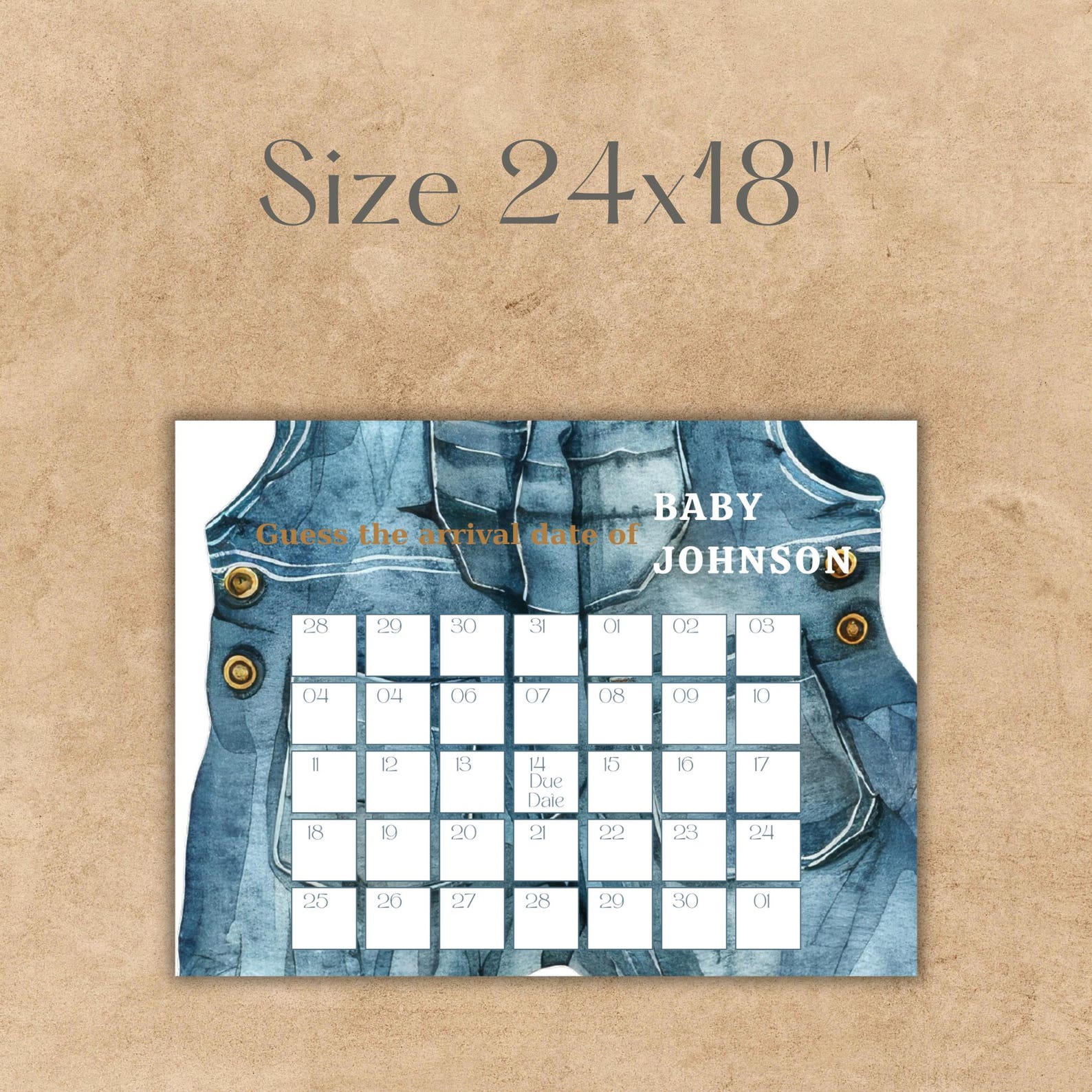 Blue Jean Baby Shower Game Sign Boy Western Template Clothesline Baby ...