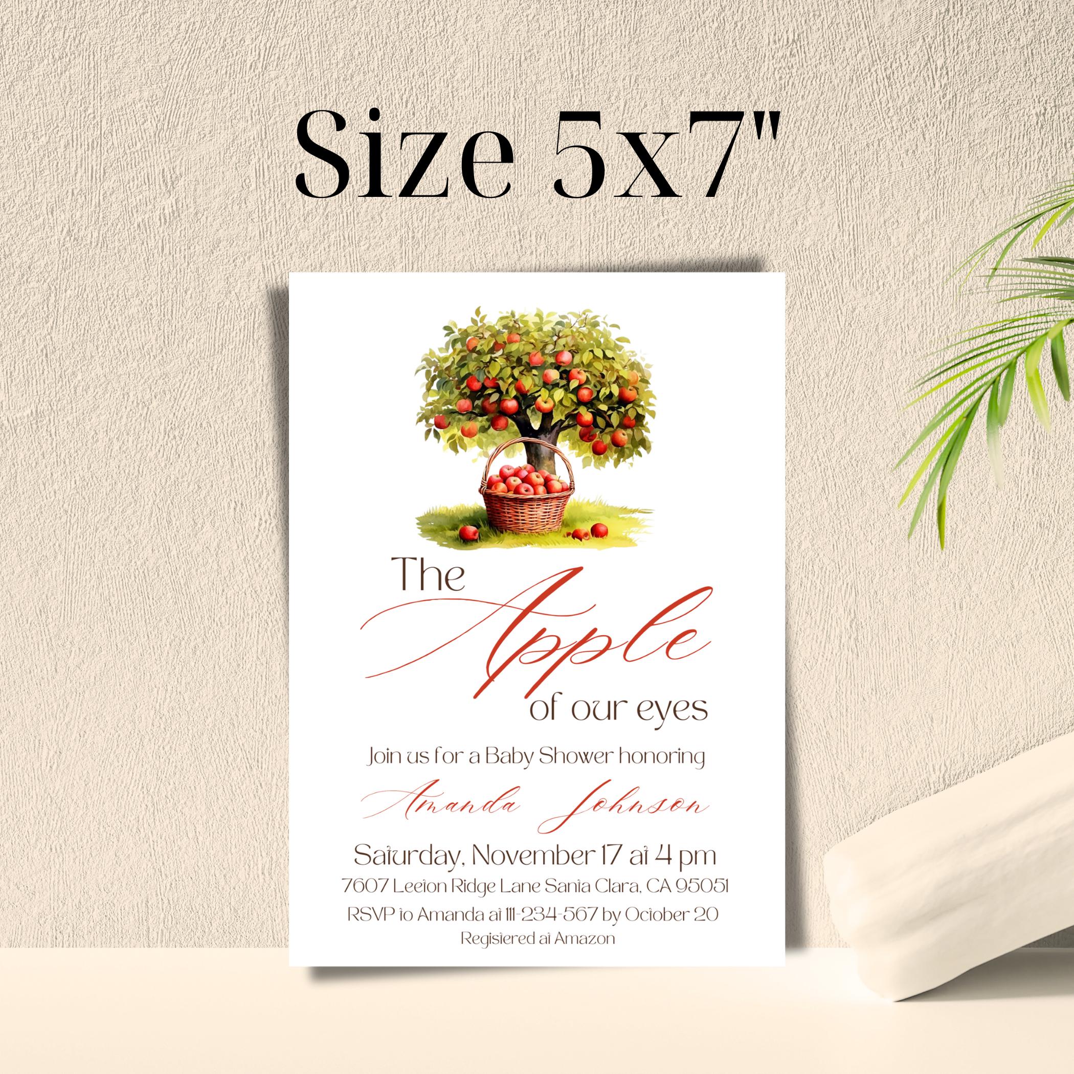 Apple Baby Shower Invitation Template Autumn Apple of Our Eyes Baby ...