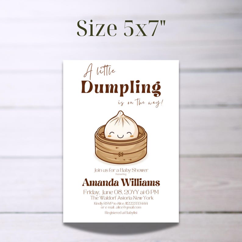Little Dumpling Baby Shower Invitation, Cute Gender Neutral Beige Baby ...