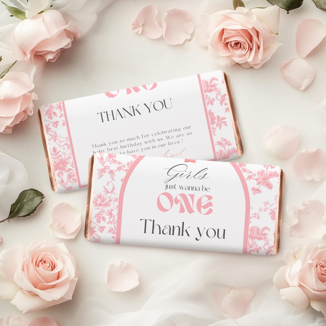 First Birthday Chocolate Bar Wrappers Label Girls Just Wanna Be ONE ...