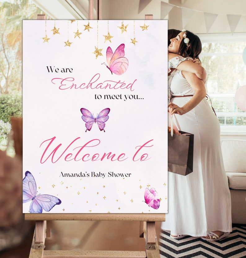Enchanted to Meet You Baby Shower Decor Editable Welcome Sign Canva ...