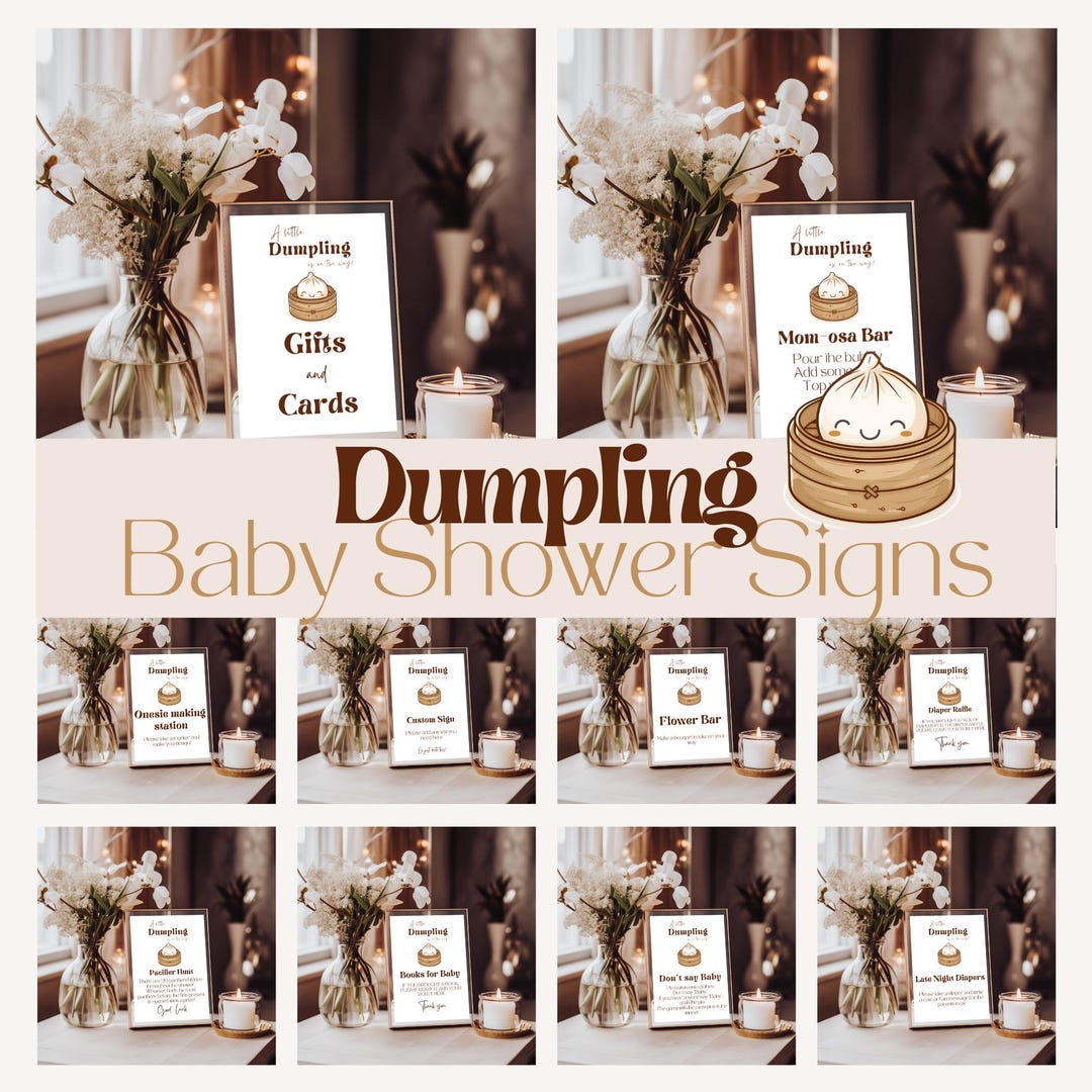 Little Dumpling Baby Shower Signs Bundle Cute Beige Gender Neutral Baby ...