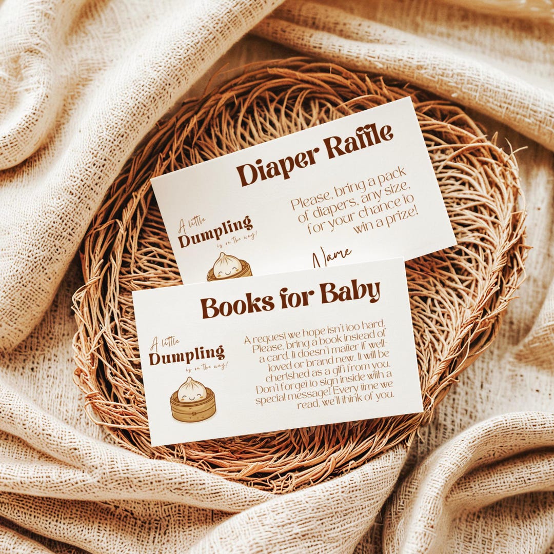 Little Dumpling Baby Shower Diaper Raffle Card Cute Gender Neutral Baby ...