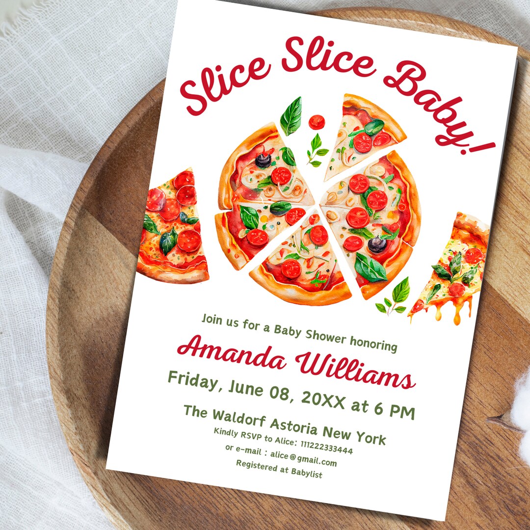 Pizza Baby Shower Invitation Template, Printable Slice Slice Baby ...