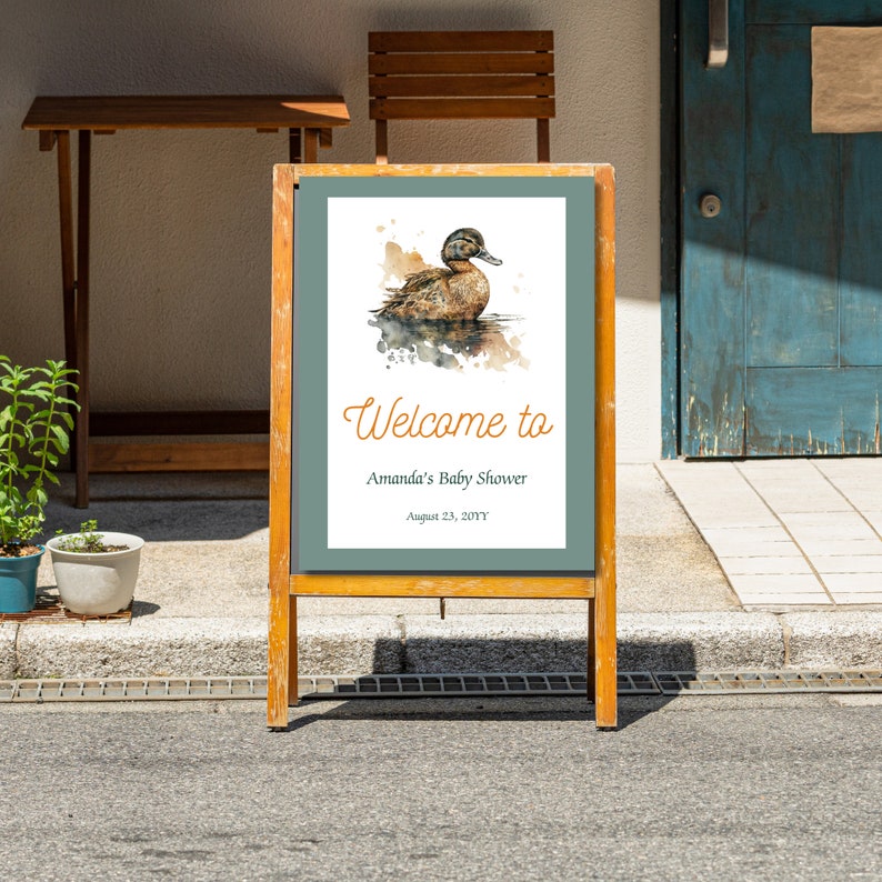 Editable Mallard Duck Baby Shower Welcome Sign Template Hunting Girl ...