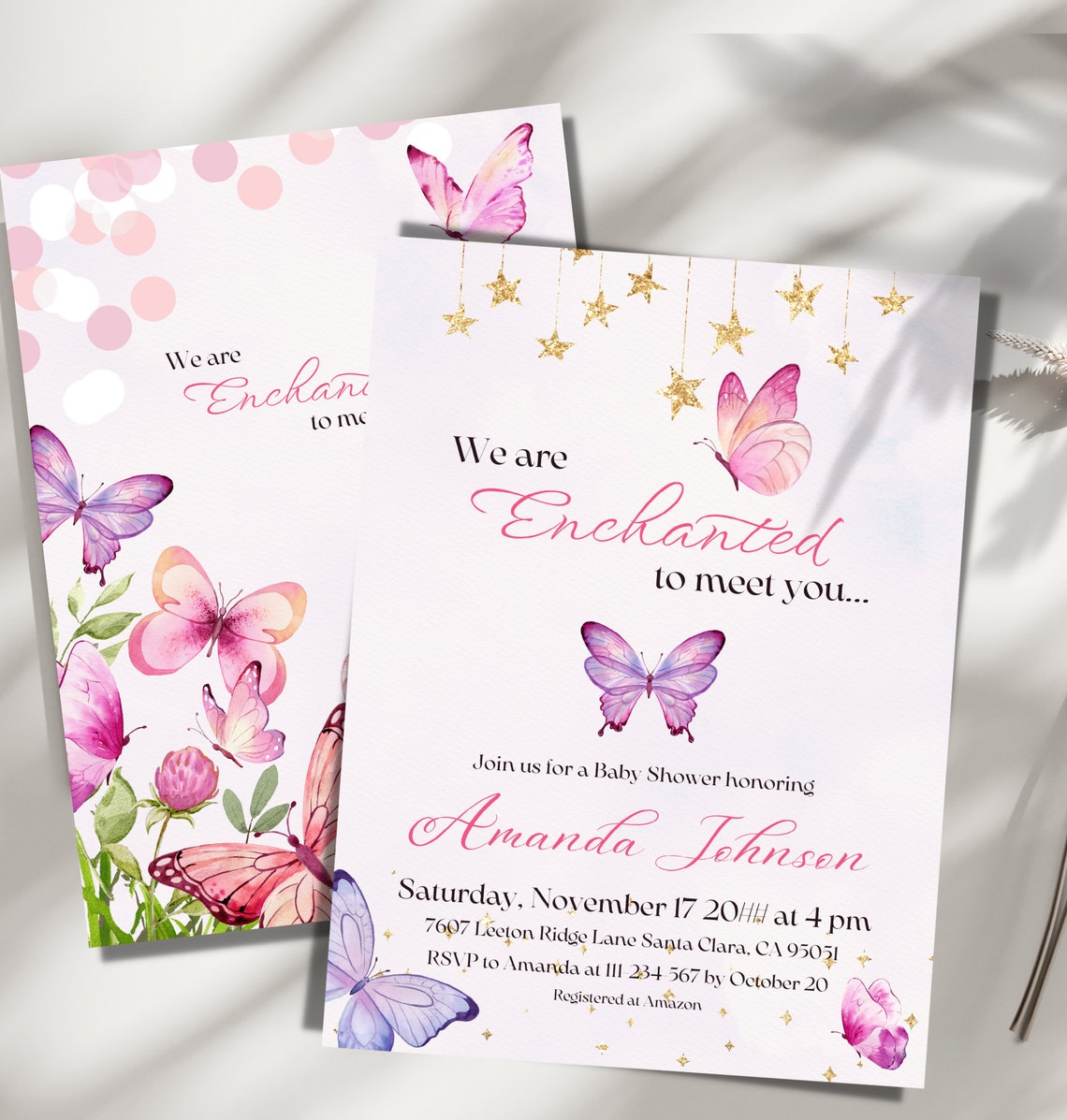 We Are Enchanted to Meet You Baby Shower Invite Editable Canva Template ...