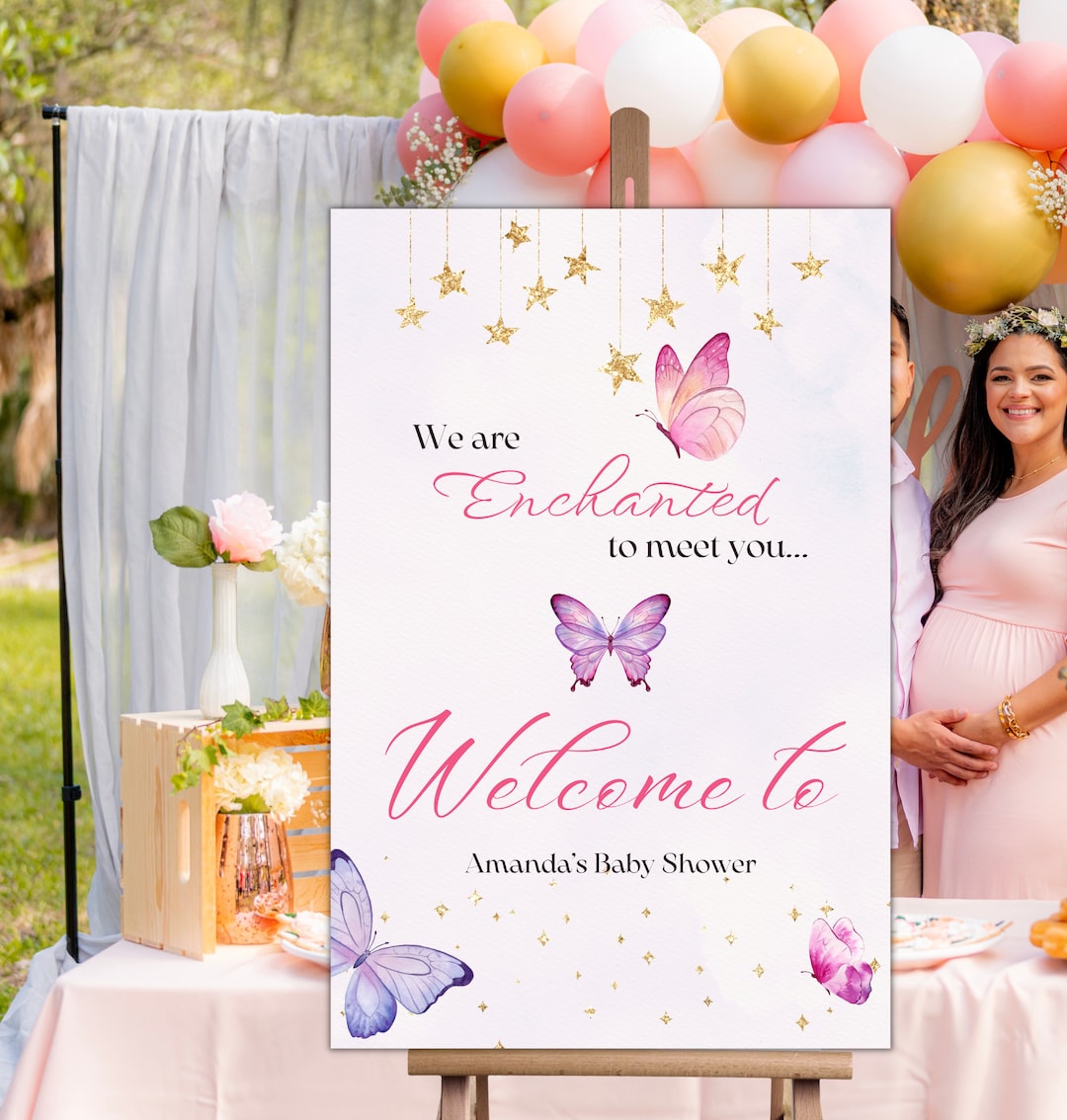 Enchanted to Meet You Baby Shower Decor Editable Welcome Sign Canva ...