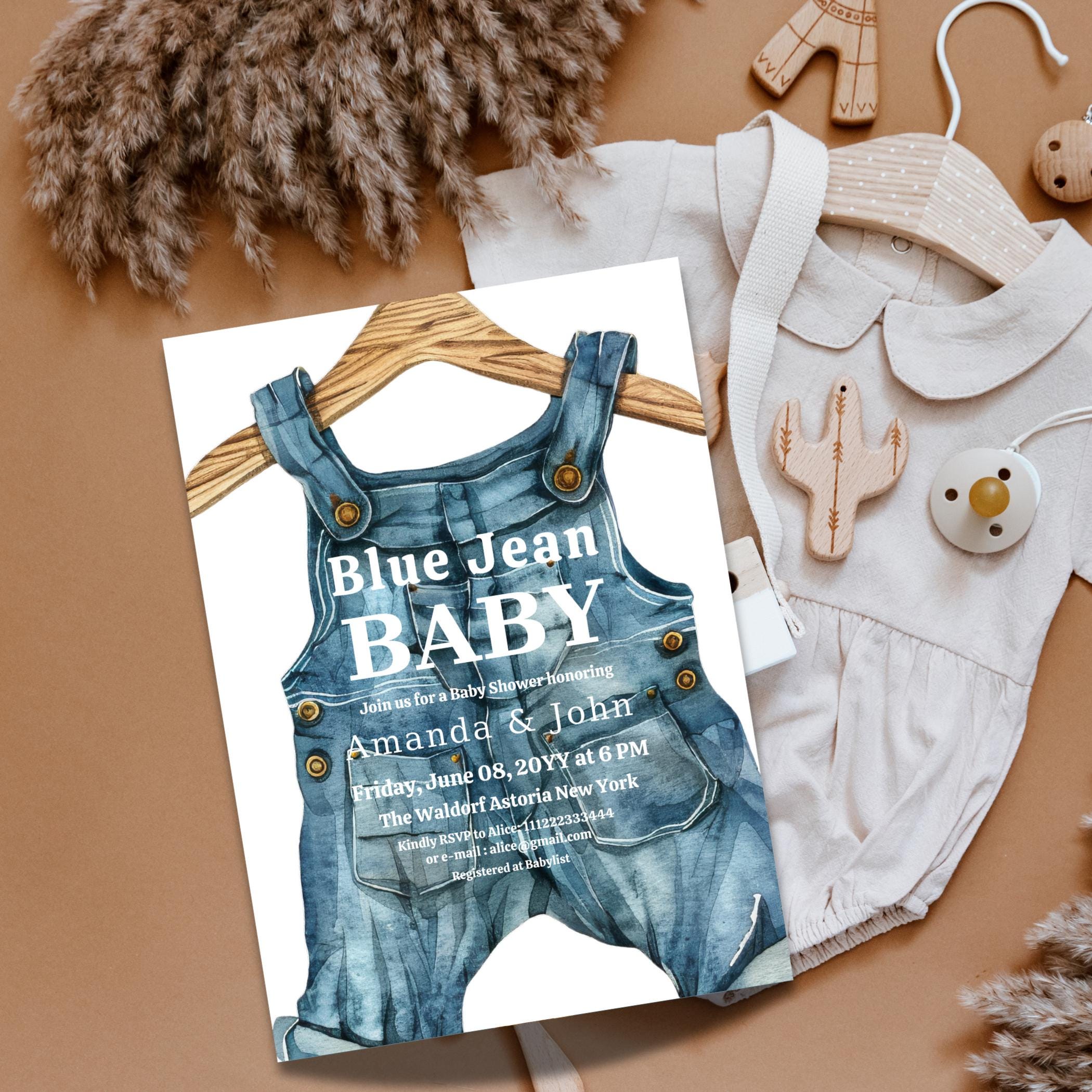 Blue Jean Baby Shower Invitation Boy Western Themed Party Template ...