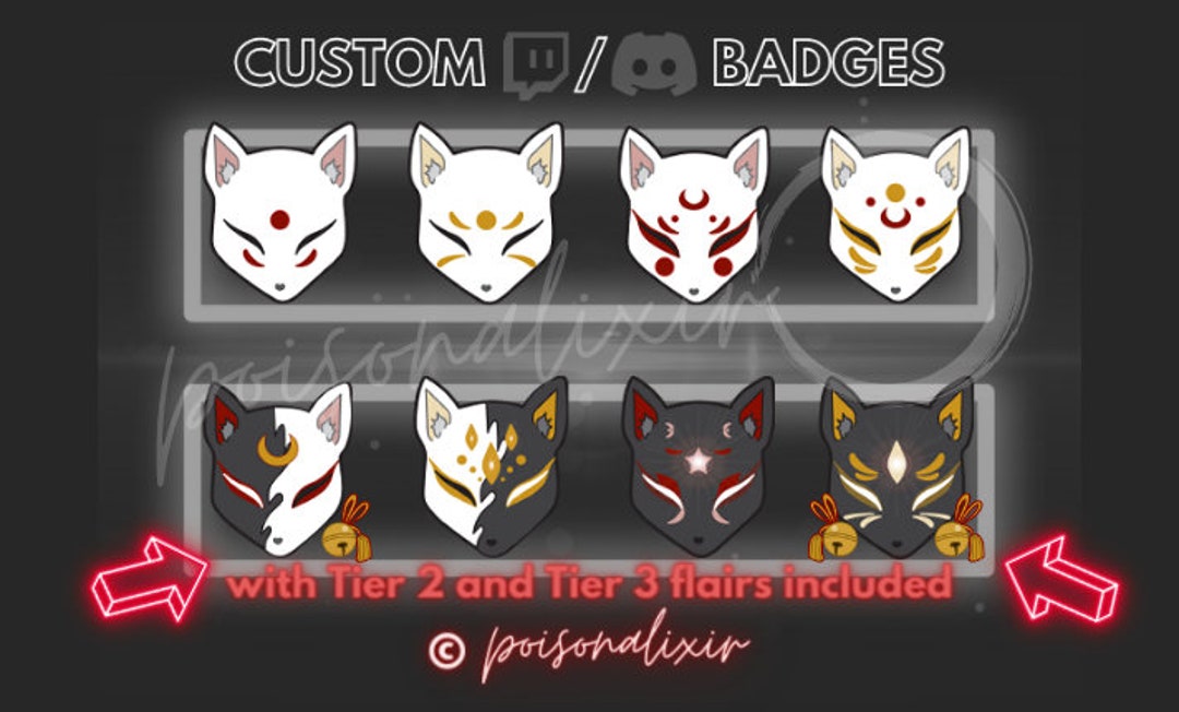 Kitsune Mask Badges for Streaming 18, 36, & 72 Pixels for EASY UPLOAD ...
