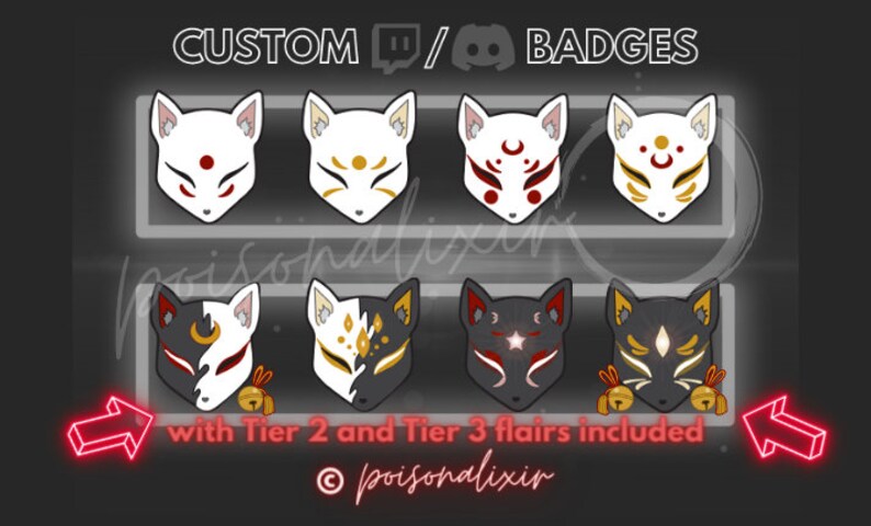 Kitsune Mask Badges for Streaming - 18, 36, & 72 Pixels for EASY UPLOAD ...