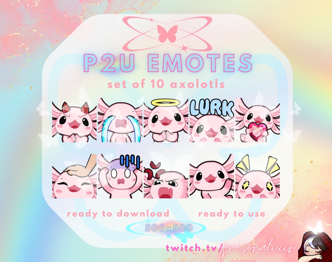 Axolotl Emotes Set of 10 for Twitch, Discord, Kick - Etsy