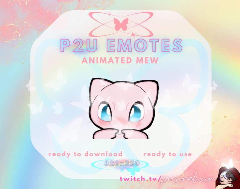 Animated Mew Pokemon Shy Emote for Twitch, Discord, Kick - Etsy