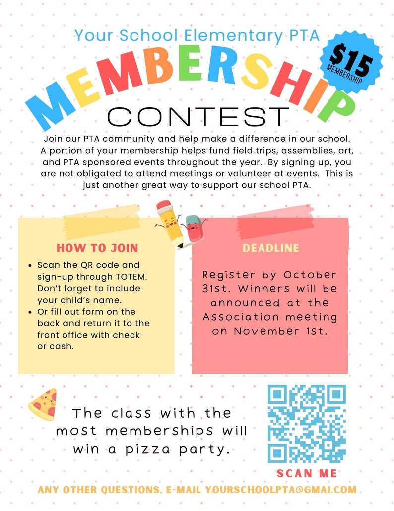 PTA/PTO Foundation Membership Contest Flyer - Etsy