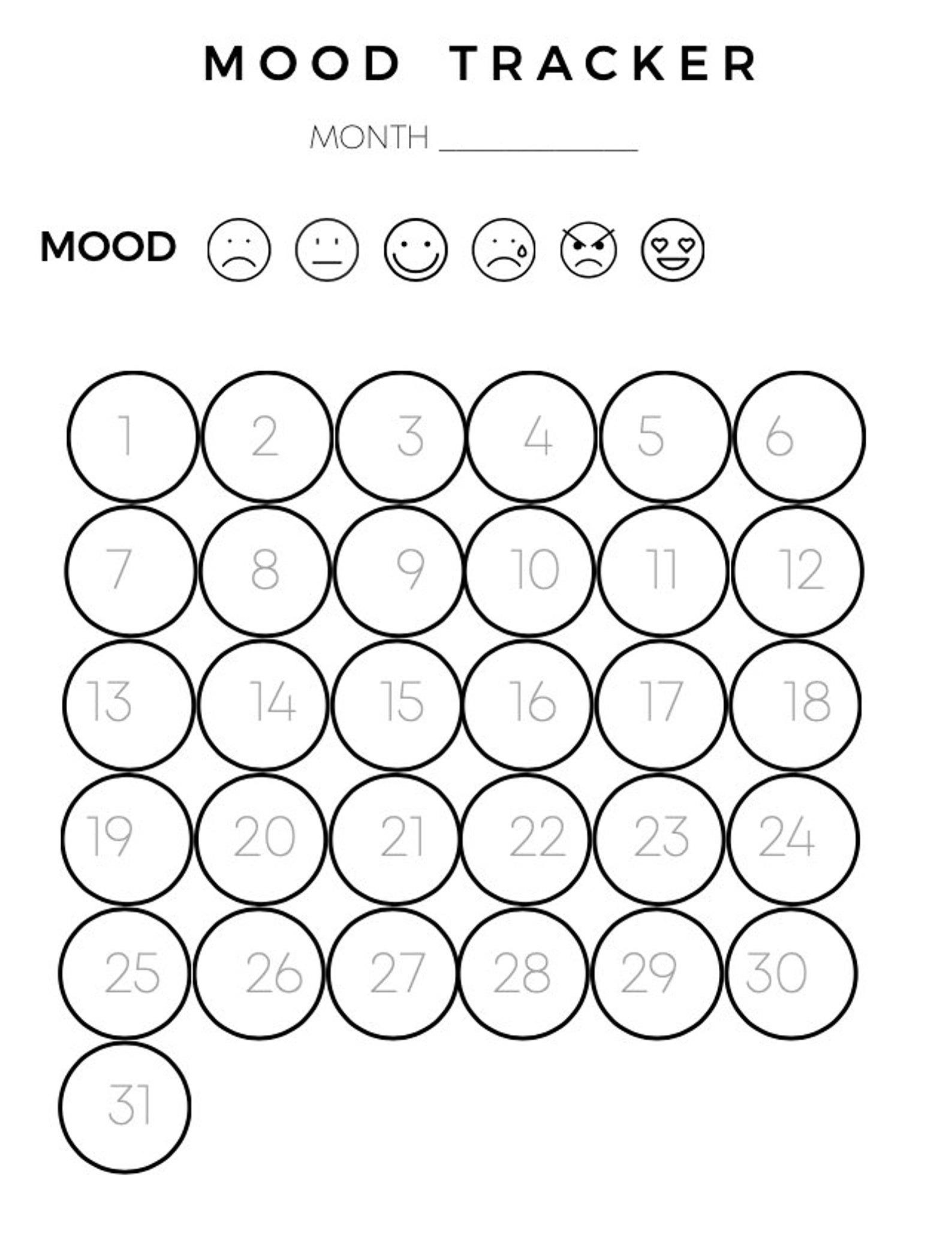 Mood Tracker Printable, Mood Chart, Mood Journal, Emotion Tracker, Mood ...