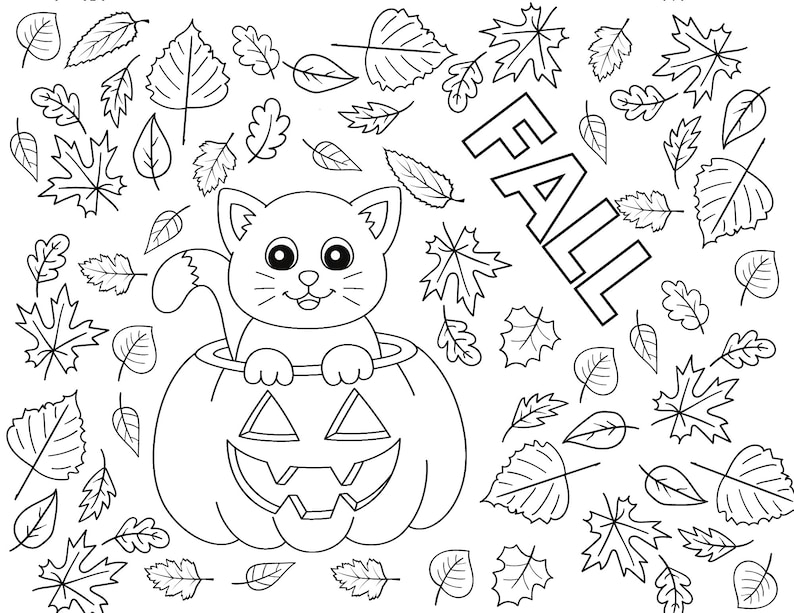 Thanksgiving Fall Theme Coloring Pages With Activities - Etsy