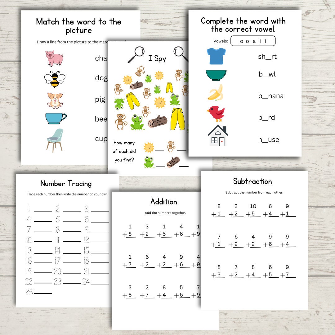 Printable 20-page Activity Book for Kids Printable Worksheets - Etsy