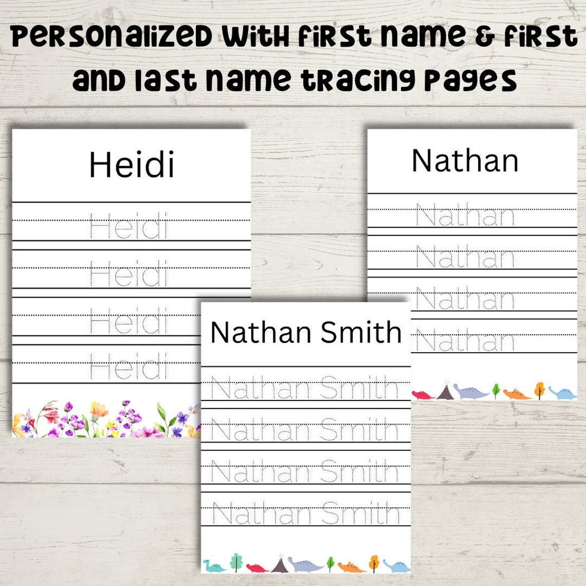 Custom Name Tracing Worksheets Personalized Handwriting - Etsy