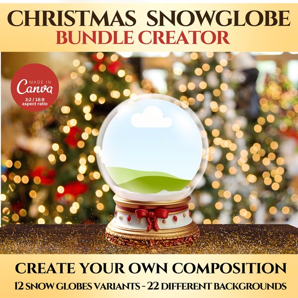 Santa Snow Globe Christmas Digital Backdrop - Etsy