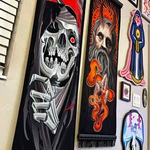 Grim Reaper Neotraditional Tattoo Style Art Tapestry Fabric Banner ...