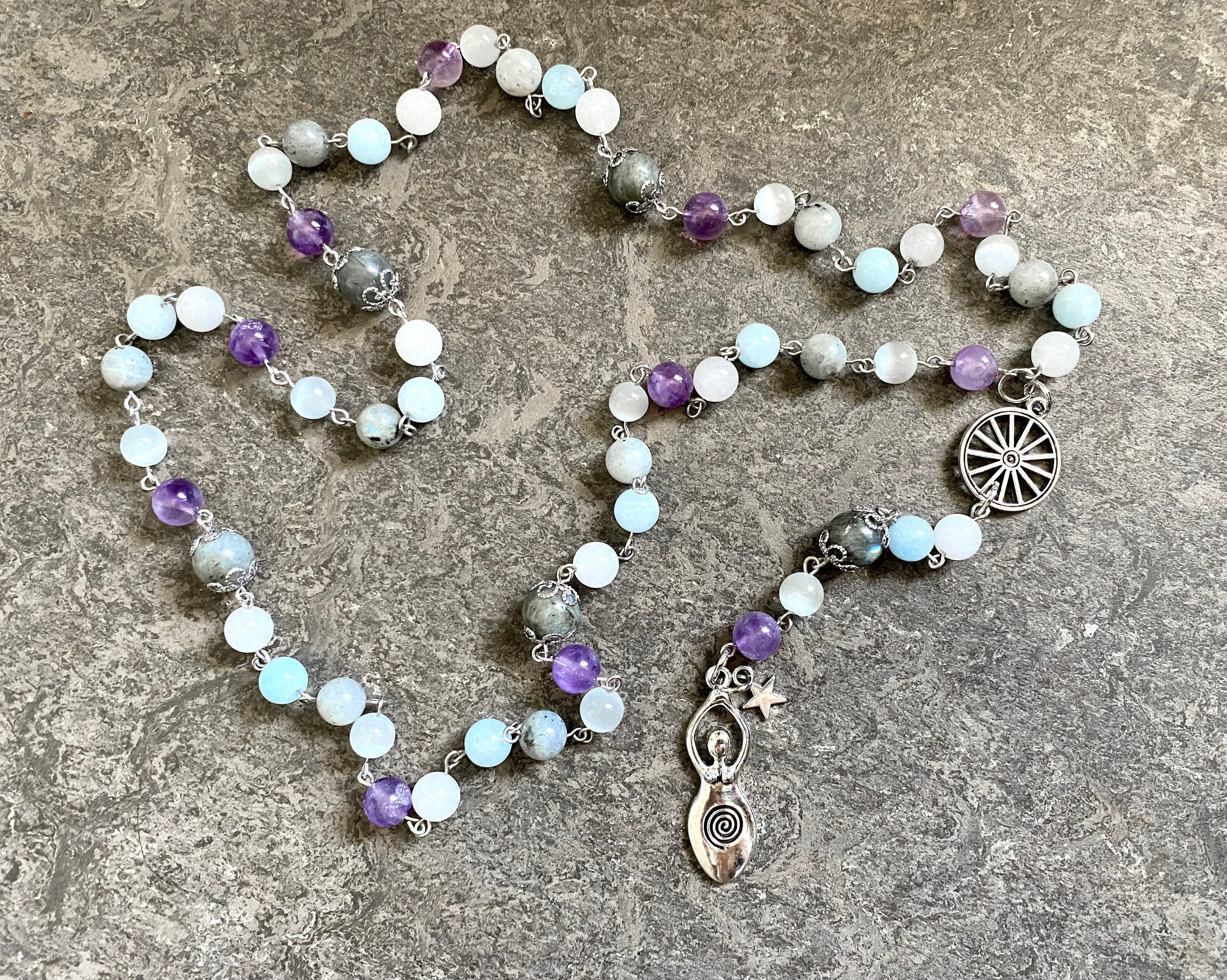 Arianrhod Welsh Goddess Rosary Neckalce, Lady of the Silver Wheel ...