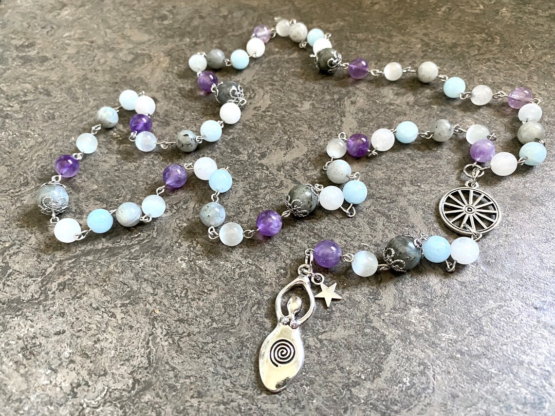 Arianrhod Welsh Goddess Rosary Neckalce, Lady of the Silver Wheel ...