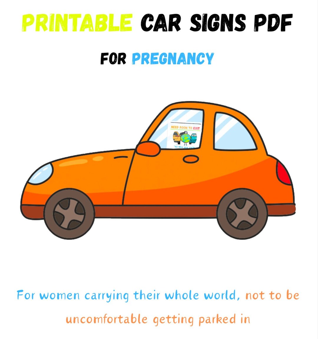 A4 Funny Printable Pdf Car Sign for Pregnancy easy to Install and ...