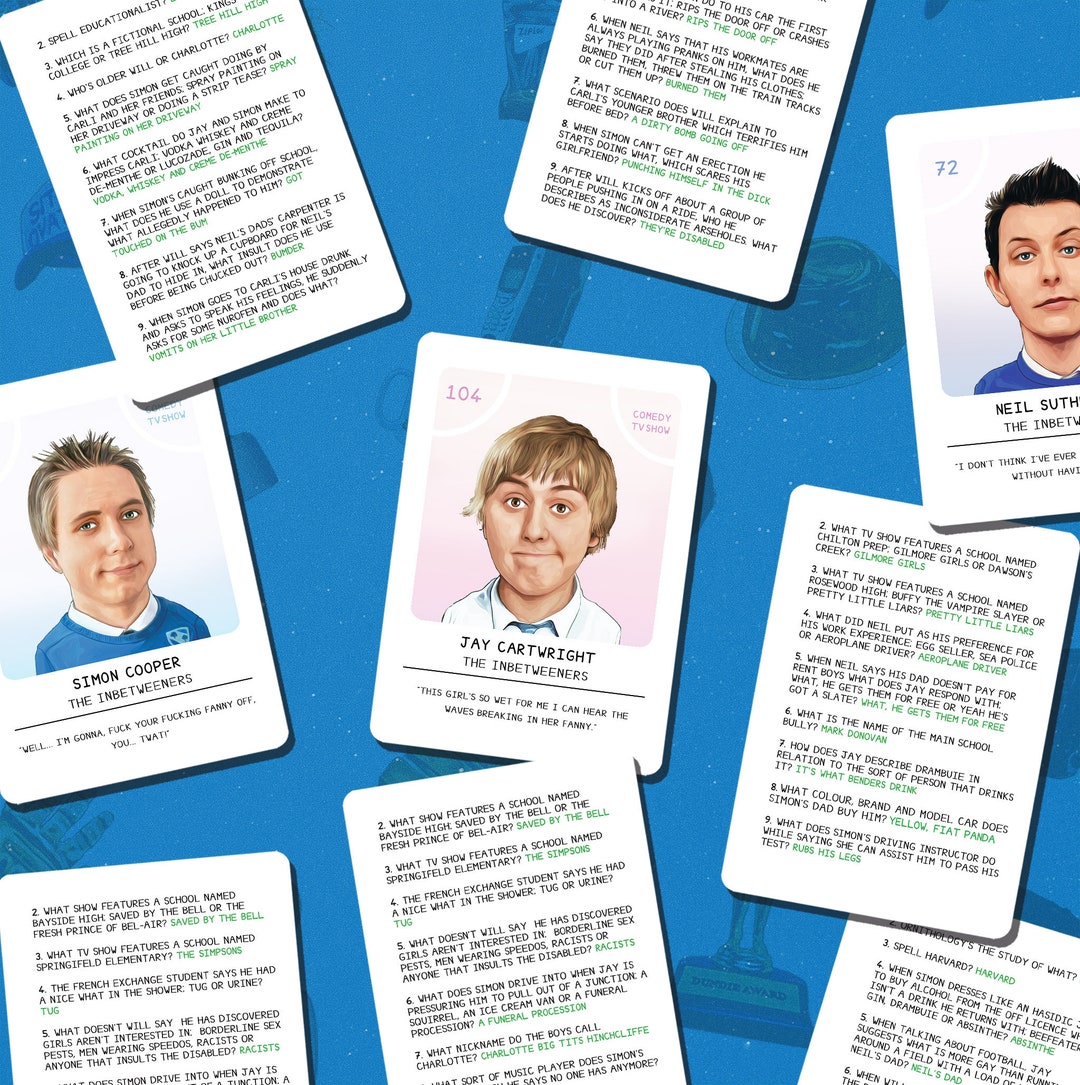 The Inbetweeners Trivia Card Game Expansion Packs - Deck Heads Card ...