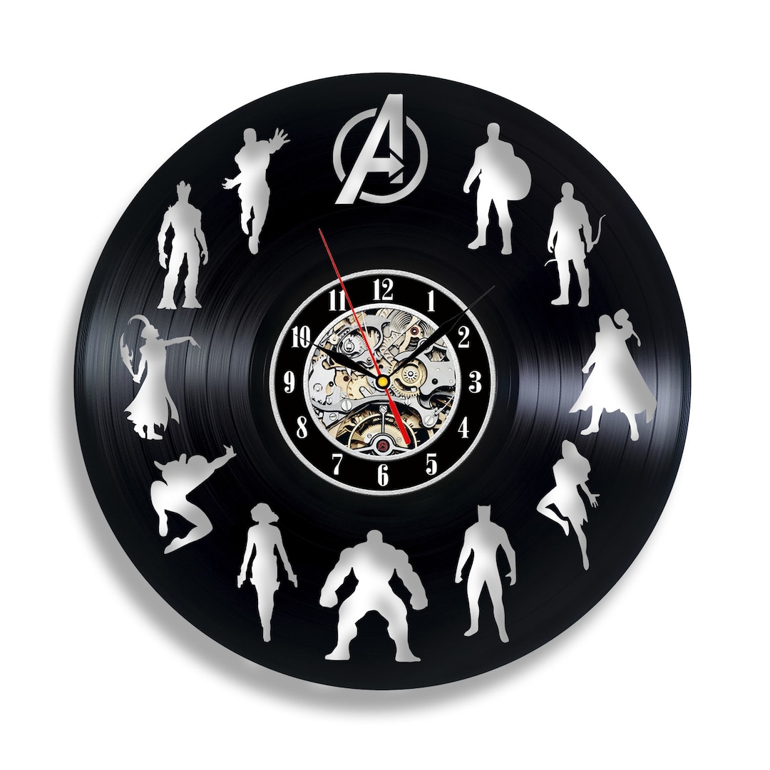 Avengers Superheroes Vinyl Record Clock Modern Wall Art Marvel Comics ...