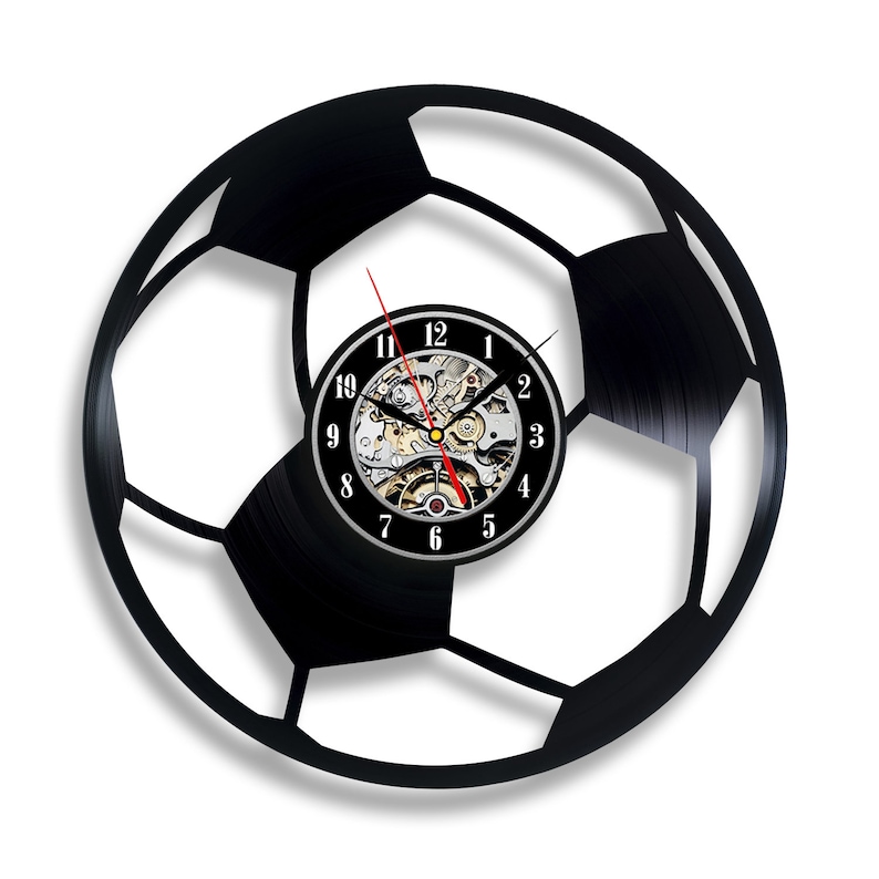 Soccer Ball Vinyl Record Round Wall Clock Vintage Wall Hanging Art Home ...