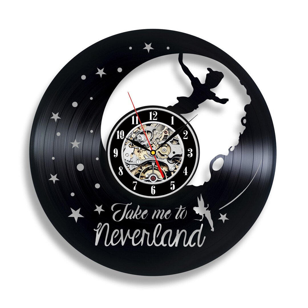 Peter Pan Neverland Vinyl Record Clock Nursery Wall Art Unique Décor ...
